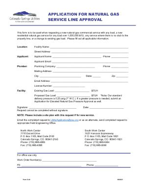 Fillable Online Application For Natural Gas Service Line Approval