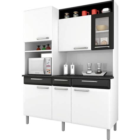 Kit Cozinha De A O Regina X M Portas Gavetas Branco Preto
