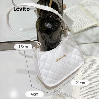 Lovito Casual Bolsa De Ombro Feminina Lisa Pequena Acolchoada L Ad