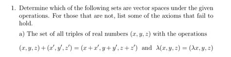 solved 1 determine which of the following sets are vector