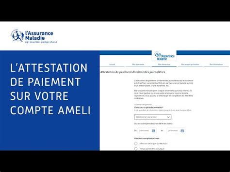 Tutos ameli Comment récupérer en ligne votre attestation de paiement