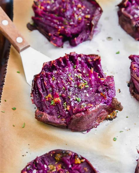 Roasted Stokes Purple Sweet Potato Recipe Smashed Purple Potatoes