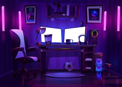 Artstation Gamer Room Cartoon Background Off
