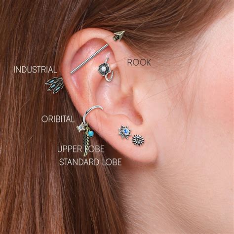 5PC Ear Cartilage Tragus Hoop Rings Industrial Bar 14G 16G Helix Daith