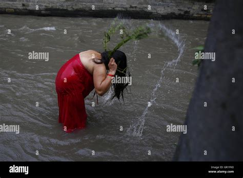 Kathmandu Nepal 6th Sep 2016 A Nepalese Hindu Woman Takes A Ritual