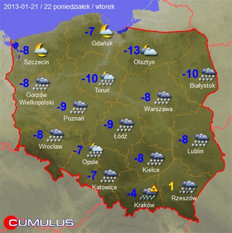 Prognoza pogody na najbliższy tydzień MAPY 1 13