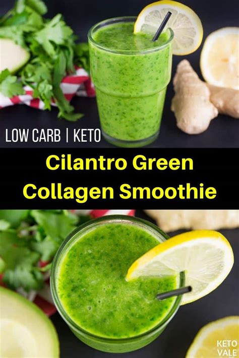 Keto Collagen Cilantro Green Smoothie Low Carb Recipe Ketovale