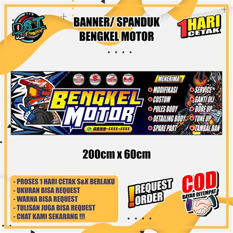 Jual BANNER SPANDUK BENGKEL MOTOR 200 X 60 MODEL B Shopee Indonesia