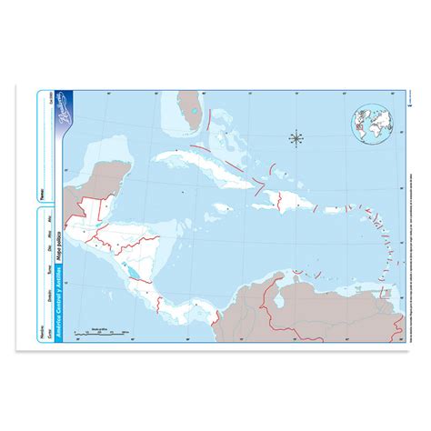 Mapa America Central Y Antillas Pol Tico Rivadavia Oficio Block De