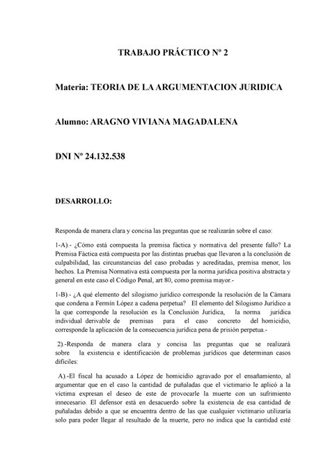 Trabajo Práctico Nº 2 TAJ TRABAJO PRÁCTICO Nº 2 Materia TEORIA DE LA