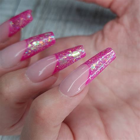 Pink Glitter French Tip Nails Ubicaciondepersonas Cdmx Gob Mx