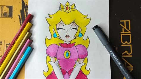 COMO DIBUJAR A LA PRINCESA PEACH DE SUPER MARIO BROS COMO DESENHAR A
