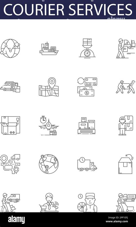 Courier Services Line Vector Icons And Signs Delivery Services