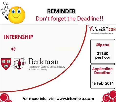 Internship In Berkman Harvard University Achievement Competition