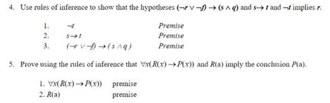 solved 4 use rules of inference to show that the hypotheses