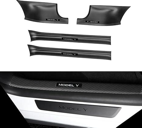 Lot de 4 Protections de seuil de portière Tesla Model Y en Fibre de