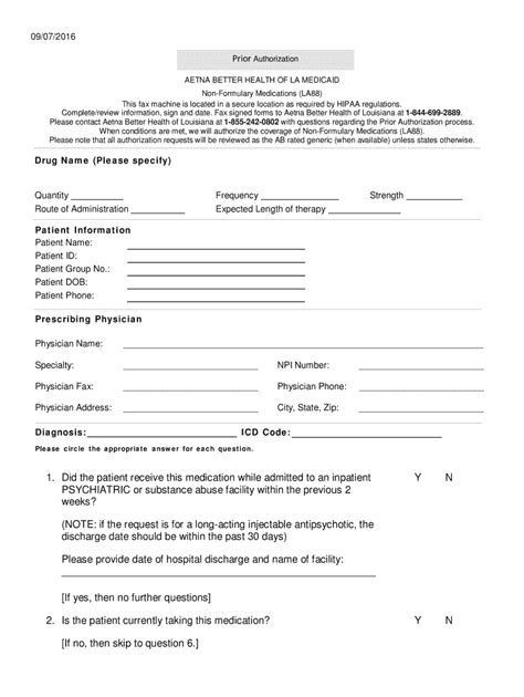 Fillable Online Non Formulary Medications LA88 Fax Email Print
