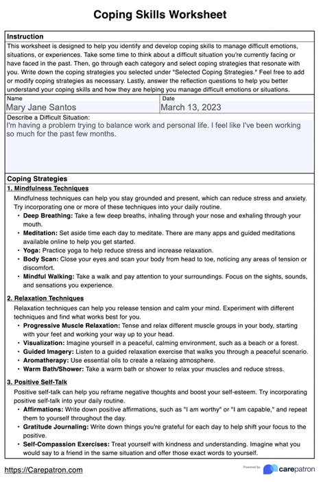 Coping Skills Worksheet PDF HappierTHERAPY Worksheets Library