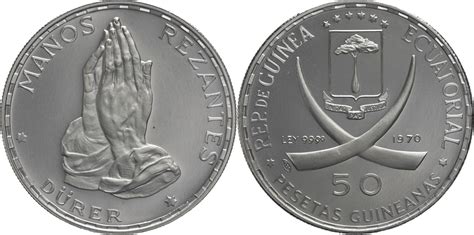 Äquatorial Guinea 50 Pesetas Guineanas 1970 Albrecht Dürer Betende