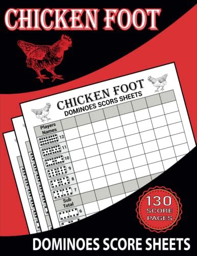 Chicken Foot Dominoes Score Sheets 130 Score Pads For Scorekeeping