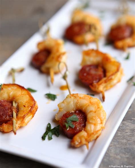 Brochettes De Crevettes Au Chorizo Un Mariage Terre Mer
