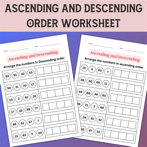 Ascending And Descending Order Worksheet 1 To 100 Ordering Numbers