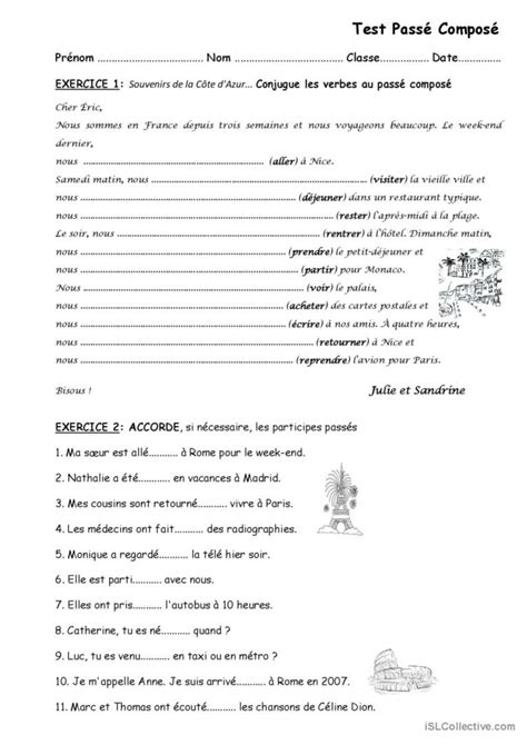Passé composé avec AVOIR et ÊTRE pra Français FLE fiches pedagogiques