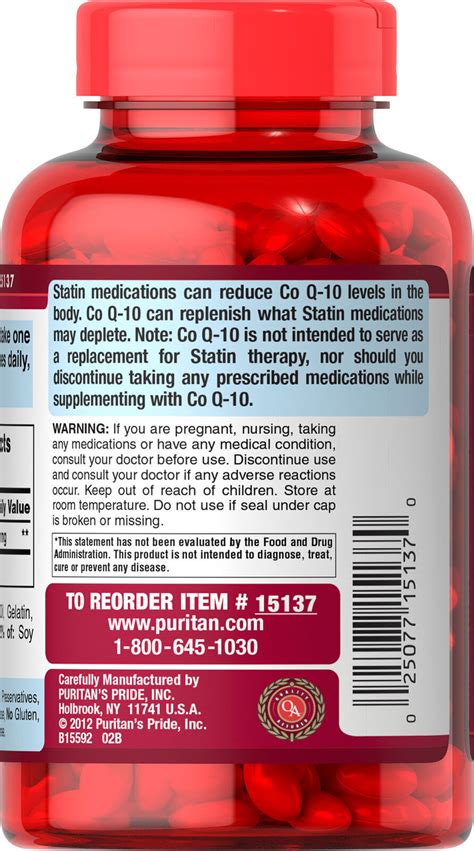 Puritan S Pride Q SORB Co Q 10 100 Mg 240 Rapid Release Softgels