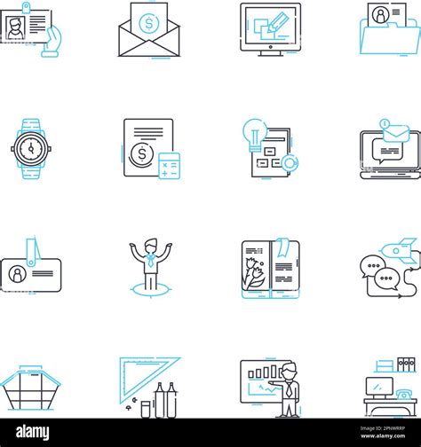 Organizational Chart Linear Icons Set Hierarchy Departments Roles