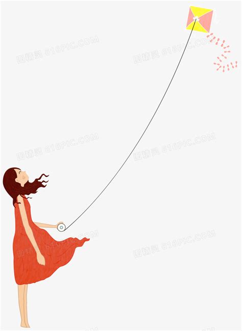 卡通少女放风筝图片免费下载 PNG素材 编号z2ri9722j 图精灵
