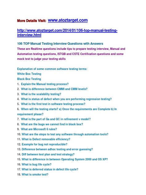 manual testing interview questions and answers for freshers software testing software bug