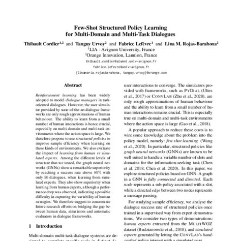 few shot structured policy learning for multi domain and multi task dialogues acl anthology