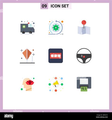 Símbolos de icono universal Grupo de 9 colores planos modernos de coche