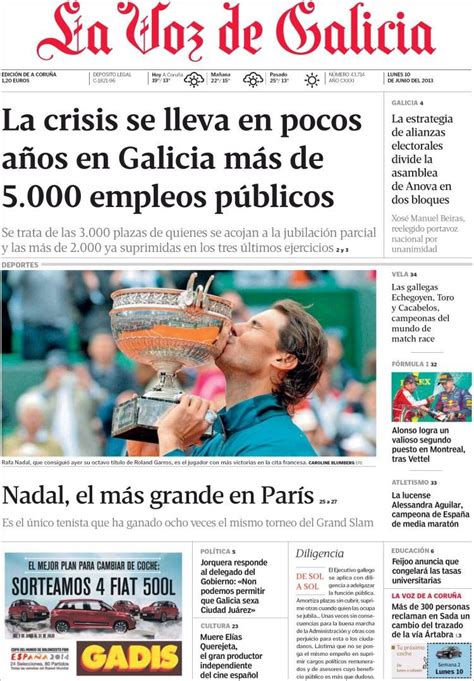 Los Titulares y Portadas de Noticias Destacadas Españolas del 10 de