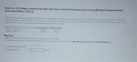 solved exercise 2 5 algo computing total job costs and