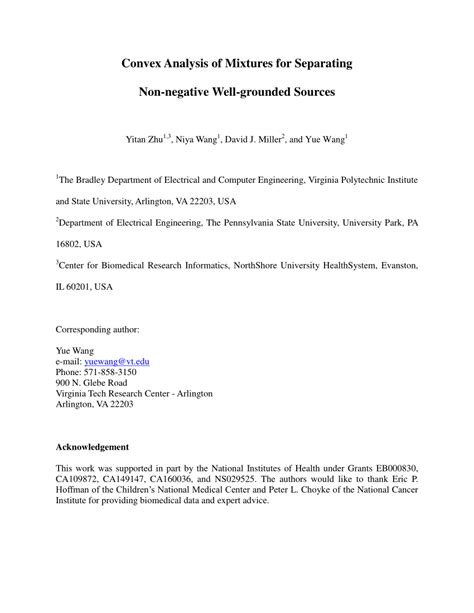 pdf convex analysis of mixtures for separating non negative well grounded sources