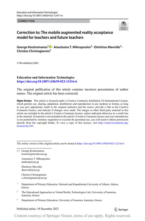 pdf correction to the mobile augmented reality acceptance model for teachers and future teachers