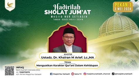 Khutbah Jum At Ust Dr Khairan M Arief Lc MA Menguatkan Karakter