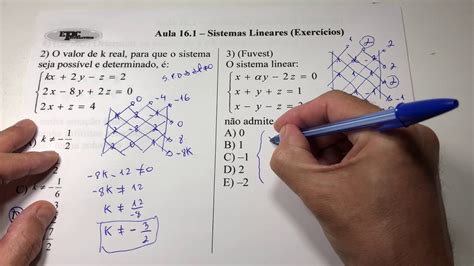 Aula 16 1 Sistemas Lineares Exercícios YouTube