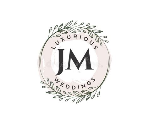 Jm Initials Letter Wedding Monogram Logos Template Hand Drawn Modern