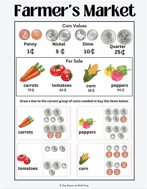 Coin Counting Penny Nickel Dime Quarter Homeschool Worksheets
