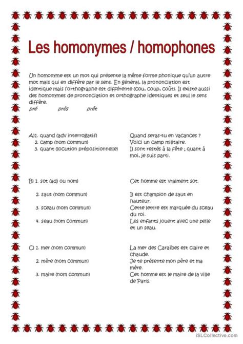 24 Homophone Français FLE fiches pedagogiques pdf doc