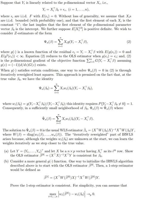 solved yi xi⊤β0 ϵi i 1 … n where ϵi are i i d f with