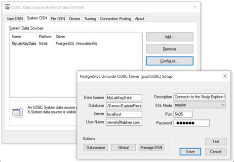 odbc configure windows access documentation