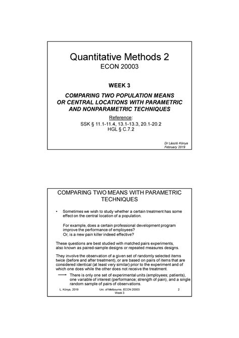 w3 lecture notes 3 quantitative methods 2 econ week 3 comparing two population means or