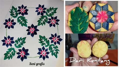 Seni Grafis Cetak Tinggi Dengan Kentang Stempel Dari Bahan Alam