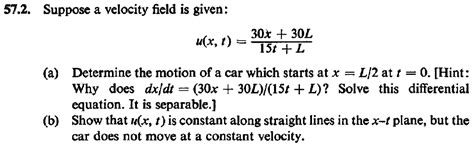 solved suppose a velocity field is given u x t 30x