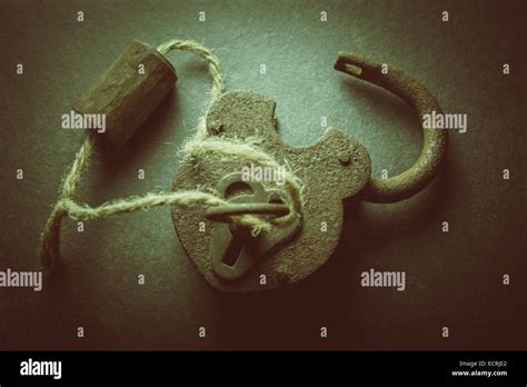 Rusty Old Padlock And Key Stock Photo Alamy
