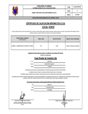 Fillable Online CERTIFICADO DE CALIFICACIN AERONUTICA CCA CCA No