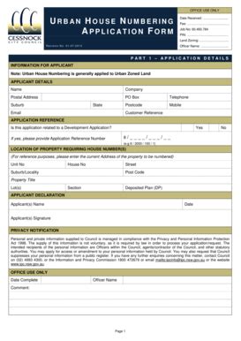 Fillable Online Cessnock Nsw Gov Urban House Numbering Application Form